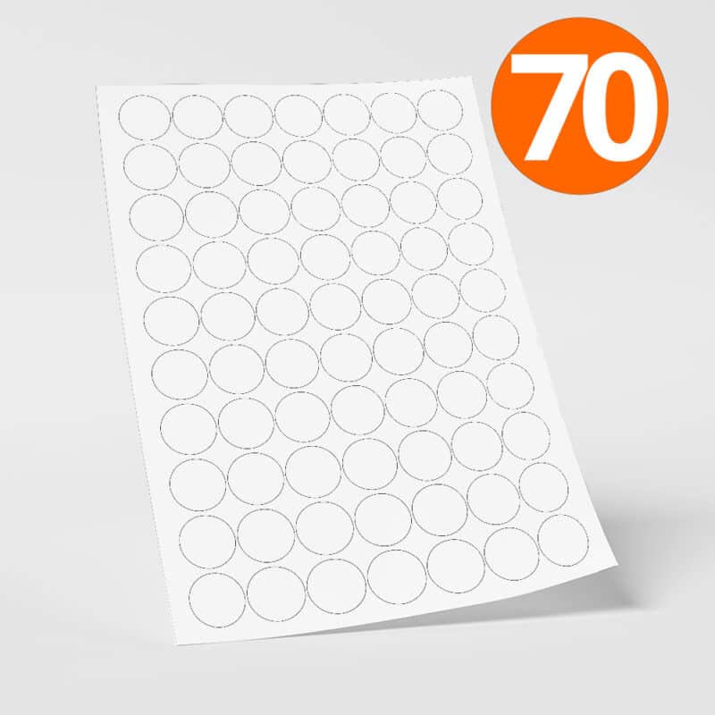LL25C Plain A4 Labels 70 Circular Labels Per Sheet 25mm Diameter 500 ...