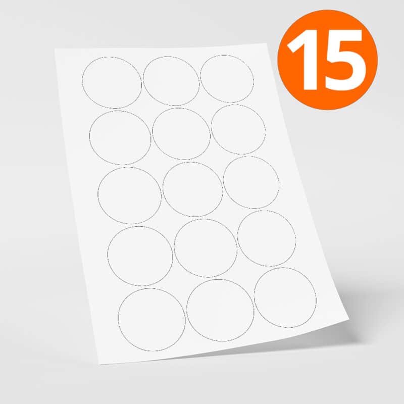 LL51C Plain A4 Labels 15 Circular Labels Per Sheet 51mm Diameter 500 ...